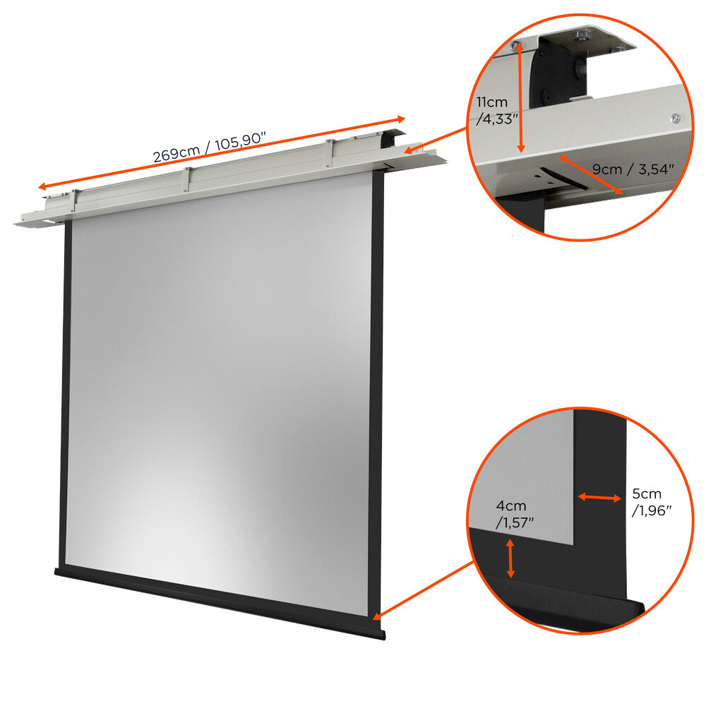 139" Celexon ceiling recessed electric screen expert 250 x 250 cm 1:1 ...